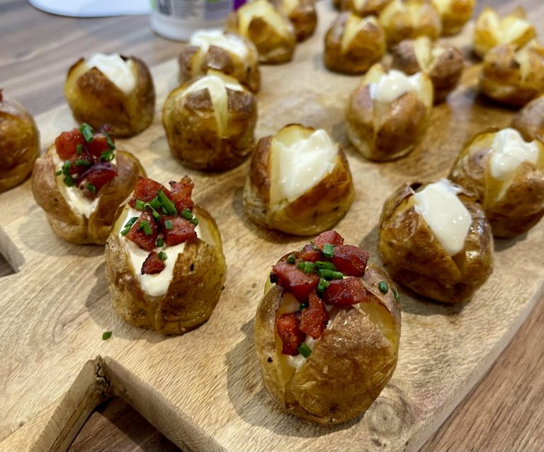 Mini Jacket Potato Canapés | Savery Grazing